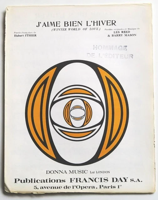 PARTITION SHEET MUSIC MIREILLE MATHIEU : J'Aime Bien l'Hiver * 60's ... PARTITION SHEET MUSIC MIREILLE MATHIEU : J'Aime Bien l'Hiver * 60's ...
