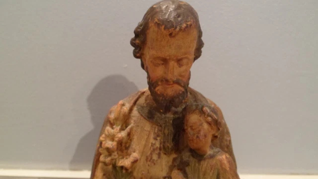 ANCIENNE STATUE ST Joseph et l'Enfant Jésus en plâtre polychrome 35cm ...
