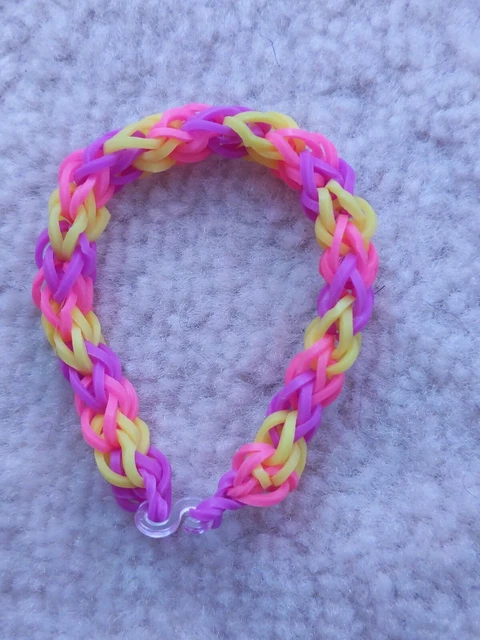 YELLOW , PURPLE And Pink Handmade Loom Band Bracelet £2.80 - PicClick UK