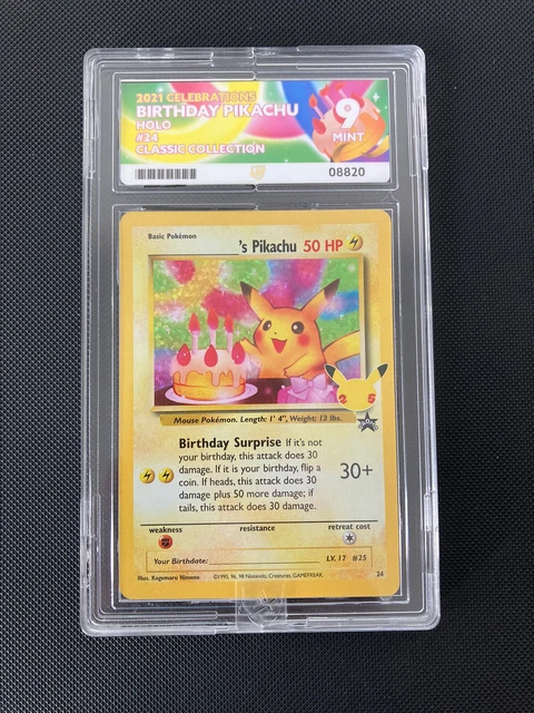 POKEMON BIRTHDAY PIKACHU #24 Celebrations Classic Ace Grading Mint 9 ...
