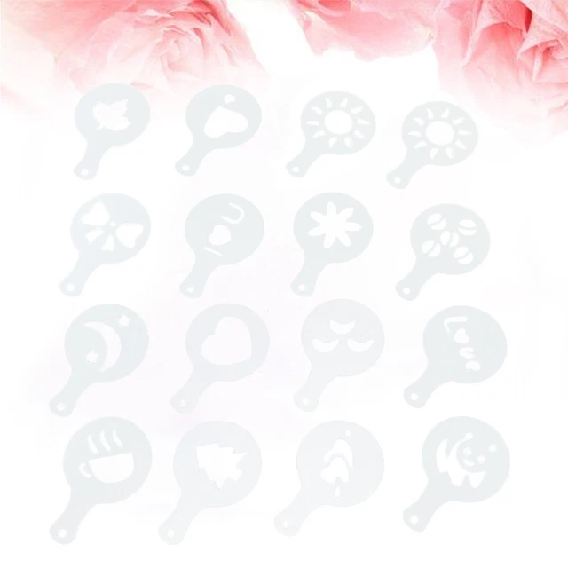 64PCS COFFEE STENCILS Plastic Template for Cake Decorating Latte and ...