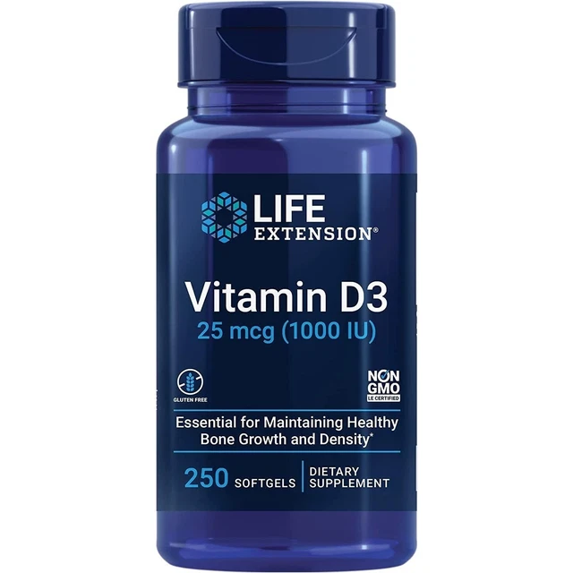 LIFE EXTENSION VITAMIN D3 25mcg 1,000IU 250 Softgels - Expiry Mid 2026 ...