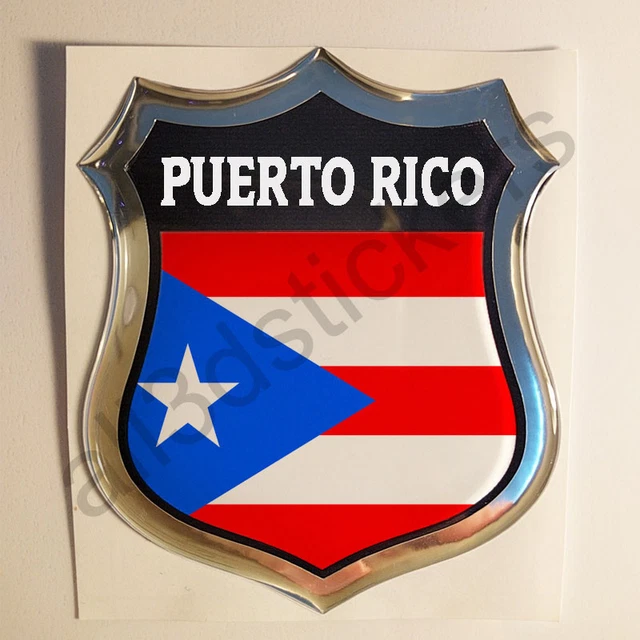 PEGATINA PUERTO RICO 3D Escudo Emblema Vinilo Adhesivo Resina Relieve ...