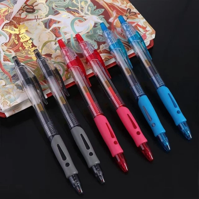 6PCS RETRACTABLE GEL Pens Black/Red/Blue Ink Writing Pen Office ...