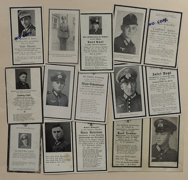 WW2 GERMAN DEATH Cards Sterbebild Group LOT #15 ~ July/Aug 1942 East ...