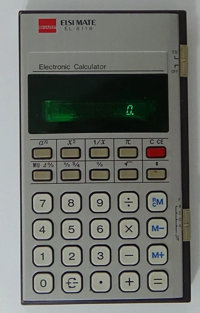 1976 SHARP ELSI Mate EL-8118 Scientific Calculator w/Case & Power Cord ...