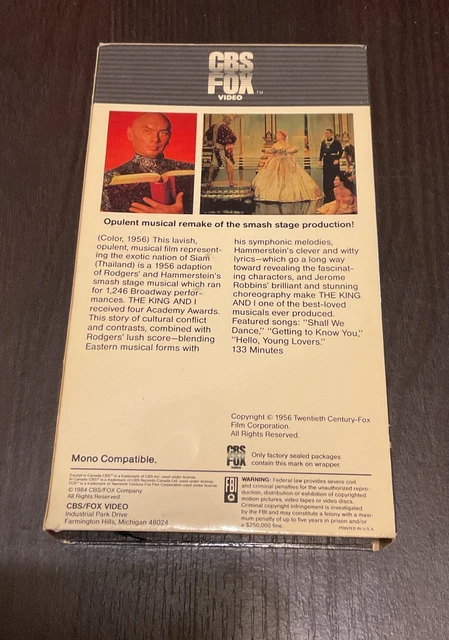 THE KING AND I (VHS Tape, 1956) CBS Fox £5.36 - PicClick UK