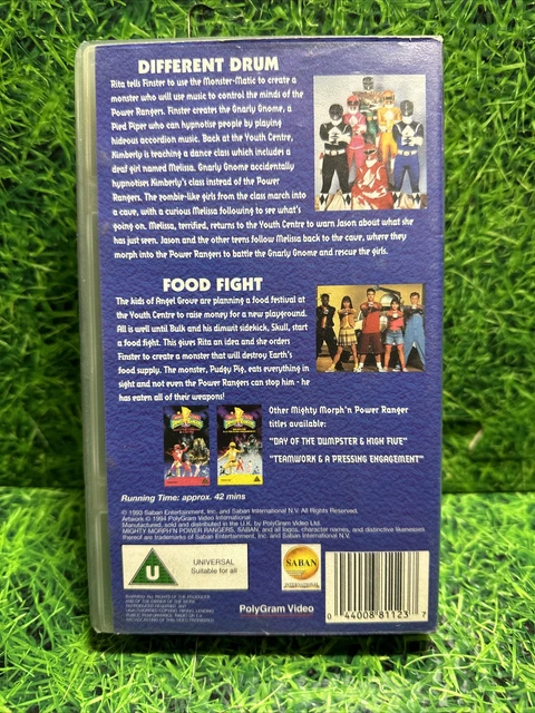 MIGHTY MORPHIN POWER Rangers Vhs Tape Ft.Episodes Different Drum And Food Fight £21.51 - PicClick UK