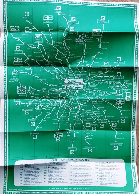 LONDON TRANSPORT GREEN Lines Coach route Map vintage rare 1957 £8.00 ...