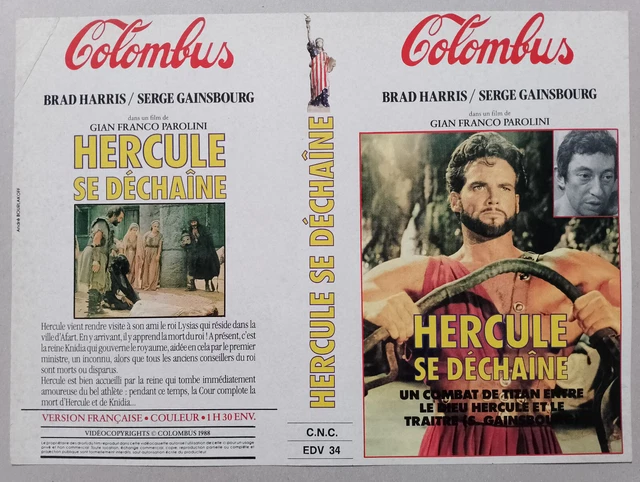 JAQUETTE VHS - Hercule Se Dechaine - Vhs Sleeve - Serge Gainsbourg - Brad Harris EUR 10,00 ...