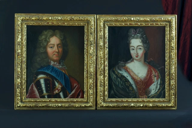 BEAU TABLEAU ANCIEN portrait couple Royal Duc de Vendôme Pierre Gobert ... BEAU TABLEAU ANCIEN portrait couple Royal Duc de Vendôme Pierre Gobert ...
