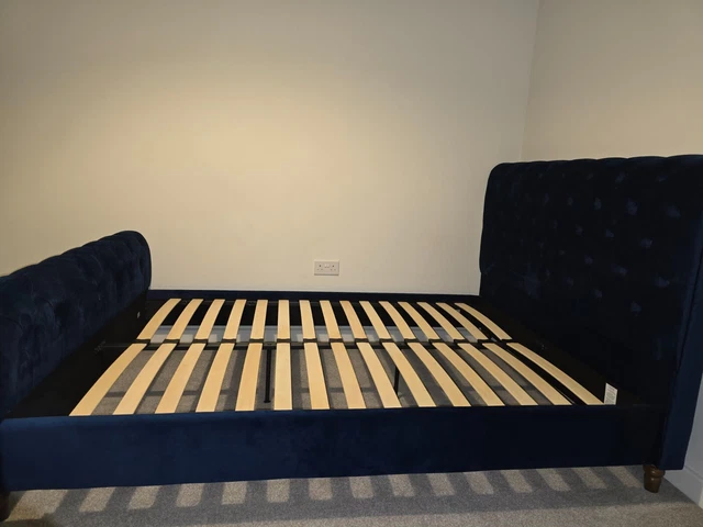 BENSONS PENELOPE UPHOLSTERED double Bed Frame - Navy Velvet £208.72 ...