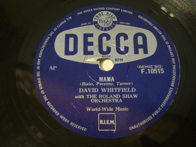10 ZOLL 78) Decca F10515, David Whitfield & Roland Shaw Orchestra - Ev ...