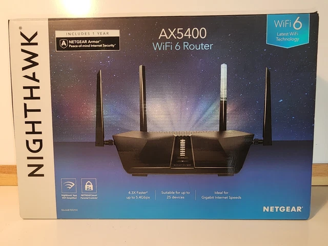 NETGEAR NIGHTHAWK AX6 AX5400 6-Stream WIFI 6 Router RAX50-100NAS OPEN ...