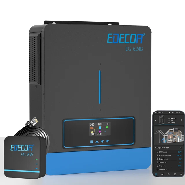 EDECOA 6200W HYBRID Inverter 48V PV 60-500VDC MPPT 120A Battery-Free WIFI APP £389.95 - PicClick UK