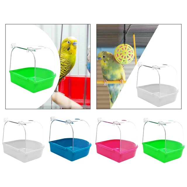 PET BIRD CAGED Bath Box Parrot Bath Shower Box for Water Bowl Canary ...