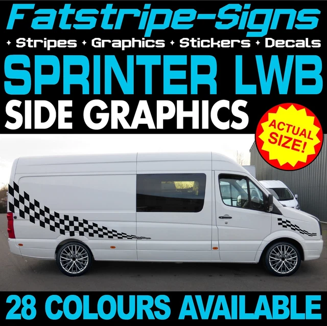 TO FIT MERCEDES SPRINTER LWB GRAPHICS STICKERS STRIPES RACE CAMPER VAN ...
