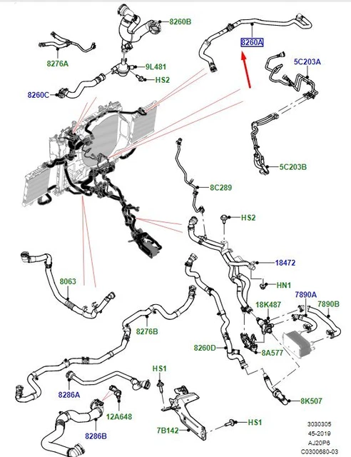 LAND ROVER DEFENDER L663 Auxiliary Radiator Inlet Hose LR188916 NEW ...