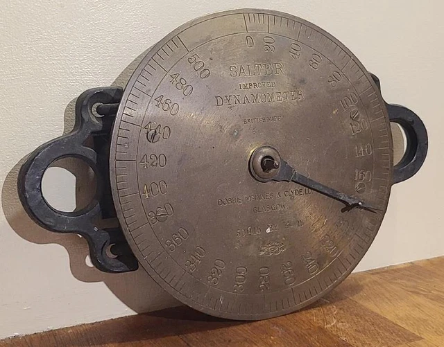 RARE VINTAGE SALTER Improved "Dynamometer" Brass Tension Testing Scales ...