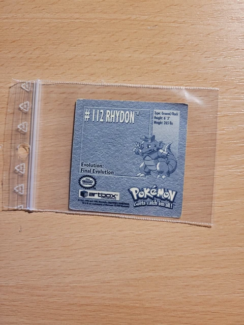 POKÉMON STICKER SERIES 1999 English version : #112 Rhydon / Rhinoféros ...