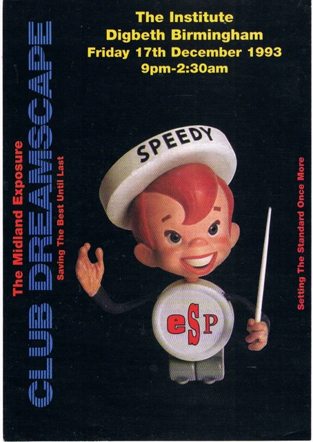ESP CLUB DREAMSCAPE Rave Flyer Flyers A5 17/12/93 The Institute ...