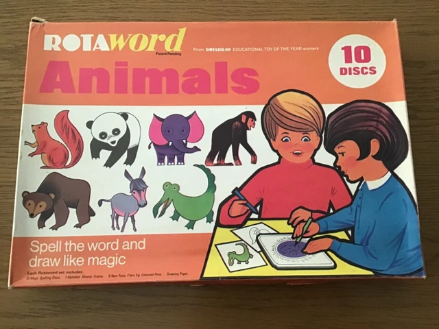 VINTAGE ANIMALS ROTAWORD Rotadraw 1960s RARE Disc Draw Pictures 320101 ...