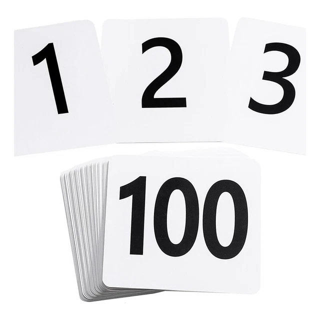 100 NÚMEROS DE Mesa del 1 Al 100, Números de Mesa de Plástico, Tarjetas ...