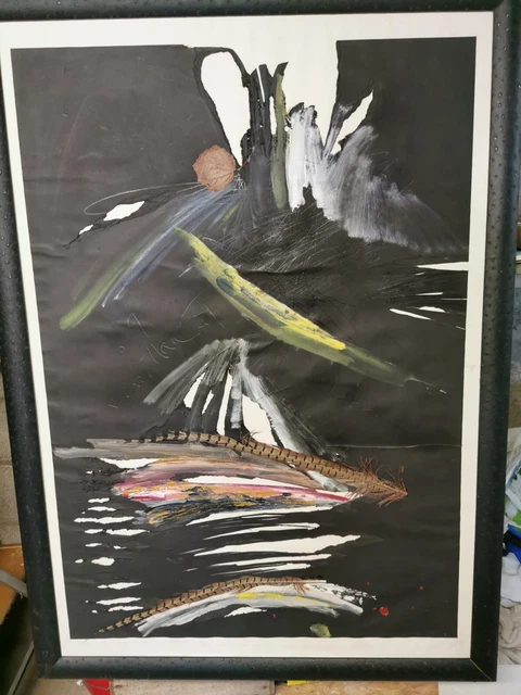 TABLEAU ART CONTEMPORAIN Signé Composition Mixte Artist A IDENTIFIER ...