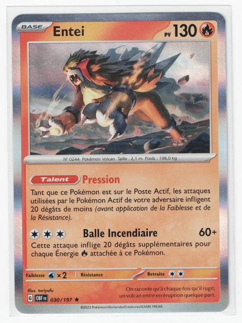 CARTE POKÉMON ENTEI 030/197 FLAMMES OBSIDIENNES FR NEUF EUR 2,00 ...