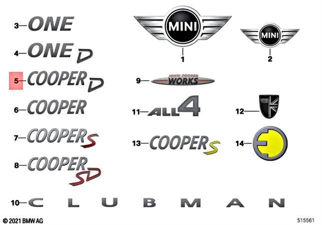 GENUINE MINI COOPER F54 F55 F56 F60 Lettering COOPER D BLACK ...