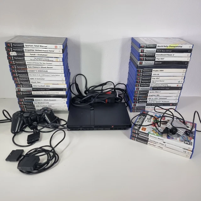 PLAYSTATION 2 SLIM Console Bundle, 41 Games, EyeToy Camera, Controller ...