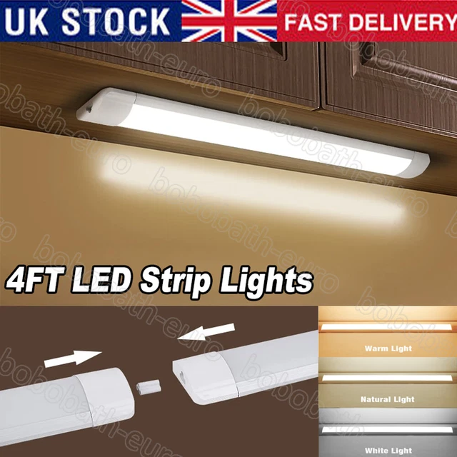 4FT LED STRIP Lights Batten Tube Light Office Garage Ceiling Lamp ...