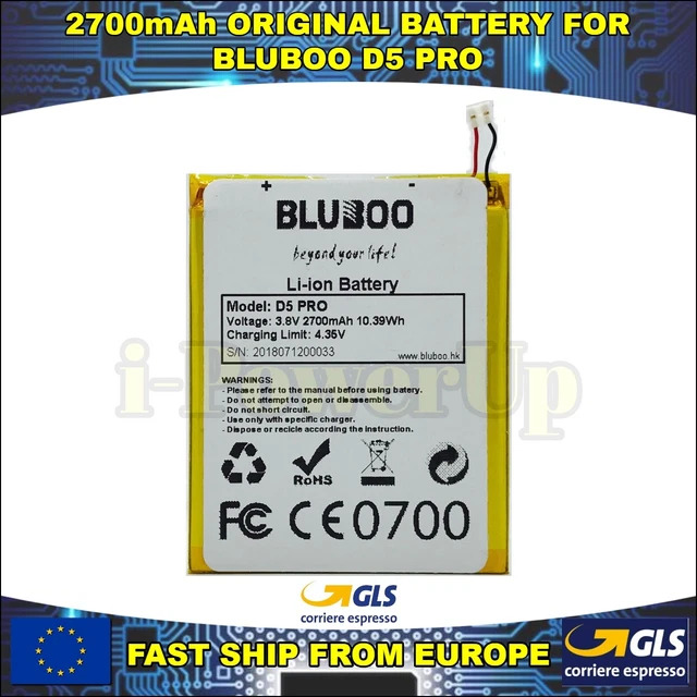 BATTERIA BATTERY BLUBOO D5 PRO AKKU ORIGINALE BLUBOO 2700mAh GARANZIA ...