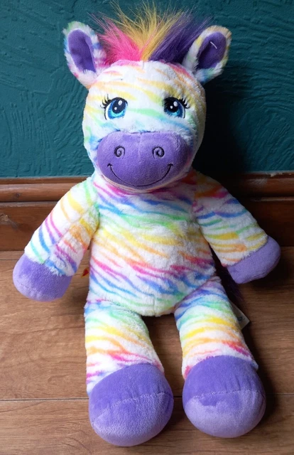 BUILD A BEAR Multicoloured Rainbow Zebra Plush Soft Toy £9.99 - PicClick UK