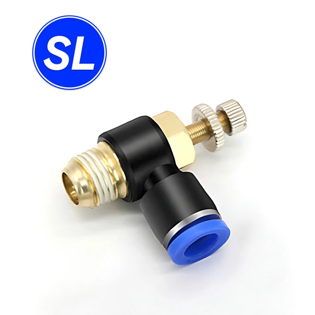 FLOW VALVE MALE Stud Pneumatic Push-In Fitting Air Water Pipe 4 6 8 10 ...