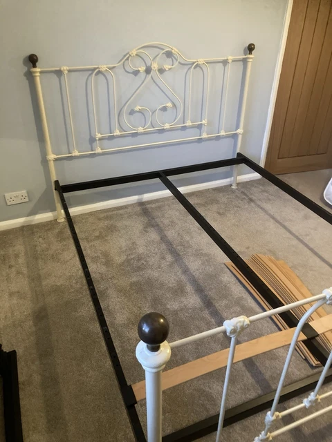 FEATHER AND BLACK Cream Metal Double Bed Frame £73.50 - PicClick UK