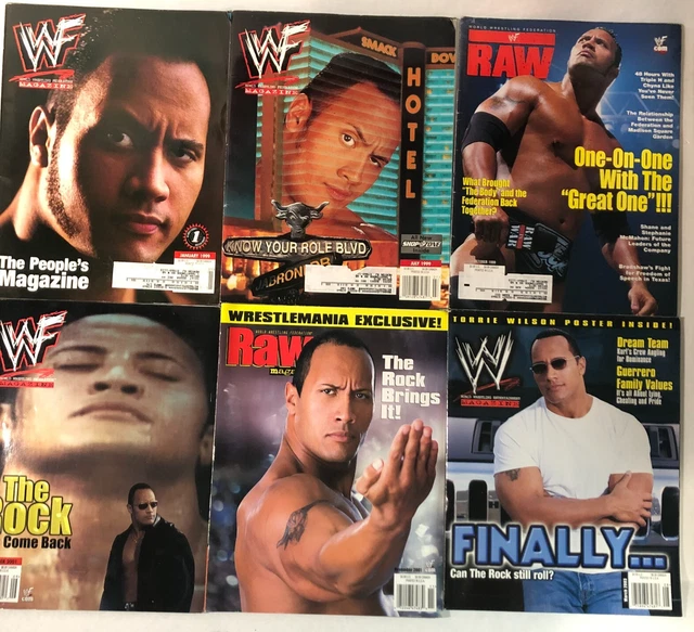 WWF RAW MAGAZINE The Rock 6 Magazine LOT! Jan Jul Oct 1999, Sep Nov ...
