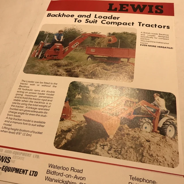 LEWIS BACKHOE & Loader For Compact Tractors Original 1980s Sales ...
