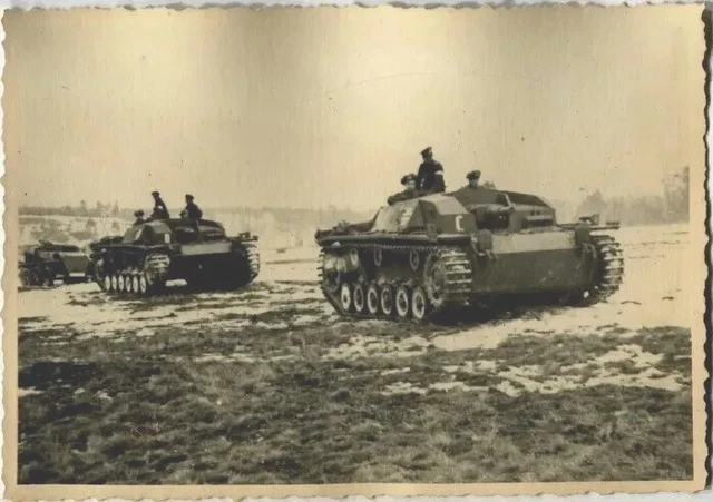 GERMAN WW2 PHOTOGRAPH: WEHRMACHT StuG III ASSAULT TANKS ON A FIELD. EUR ...