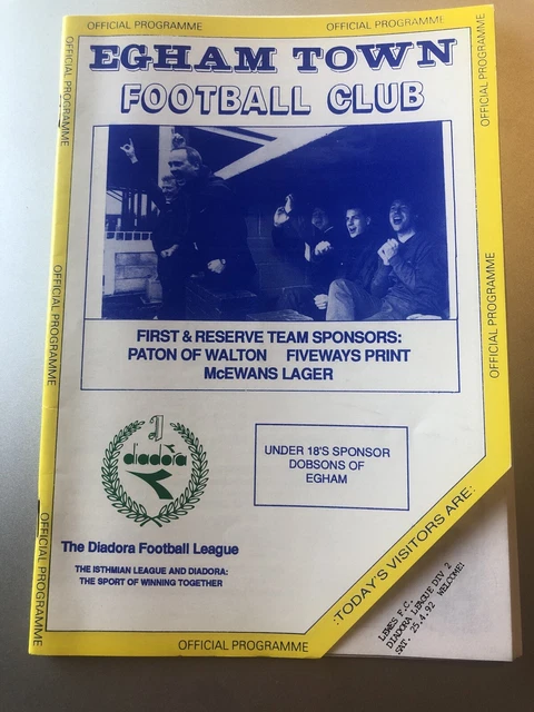 EGHAM TOWN FC V Lewes FC 25th April 1992 Programme £2.11 - PicClick UK
