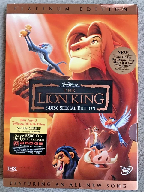 THE LION KING DVD 2003 2-Disc Set Platinum Edition with Slipcover ...