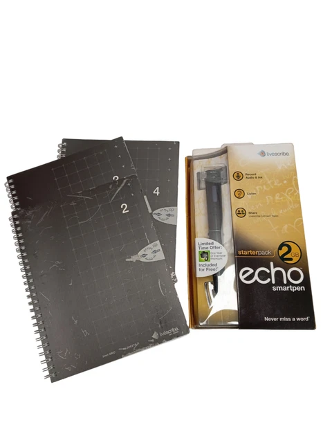 LIVESCRIBE ECHO 2GB Smartpen And Notebook Set 5 mm Greed 80 Sheets 2-4 ...