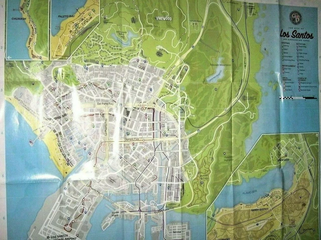 GRAND THEFT AUTO 5 GTA V Five OFFICIAL MAP - Xbox One PS4 PC Wii Switch ...