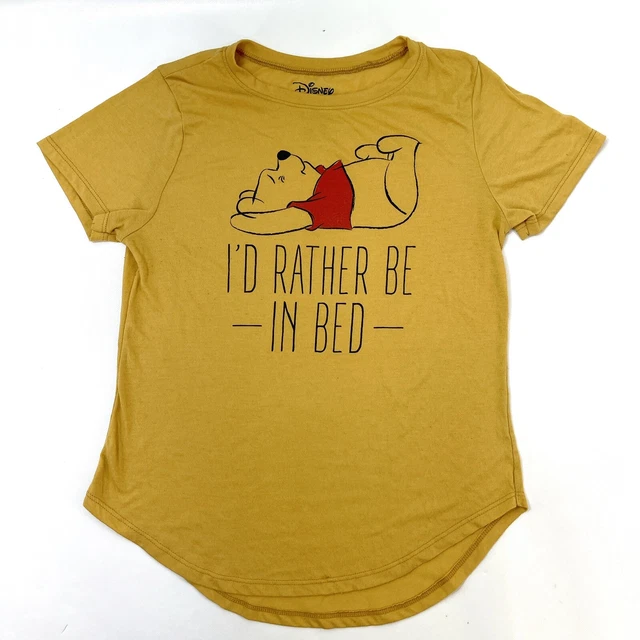 DISNEY WINNIE THE Pooh I’d Rather Be In Bed Yellow T-Shirt Kids Size M ...