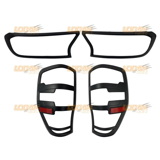 FORD RANGER T6 T7 T8 Front and Rear Lights Covers 2015-2023 Black ...