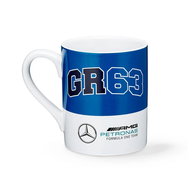 MERCEDES AMG PETRONAS 2023 George Russell 63 Blue Logo Mug Free UK ...