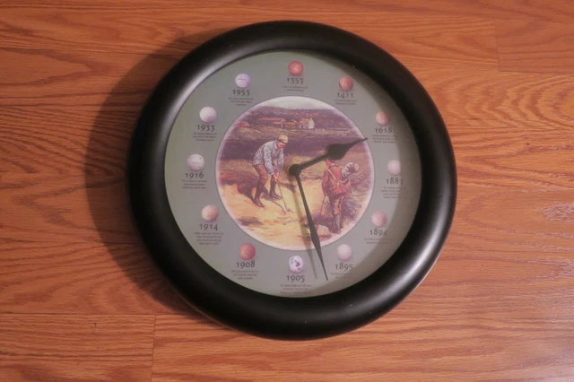 VINTAGE HISTORY OF Golf Ball's Wall Clock Quartz 1355 - 1953 glass ...