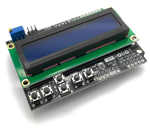 LCD / TECLADO Shield para Arduino Uno/Mega Teclas LCD 1602 Blanco Azul ...