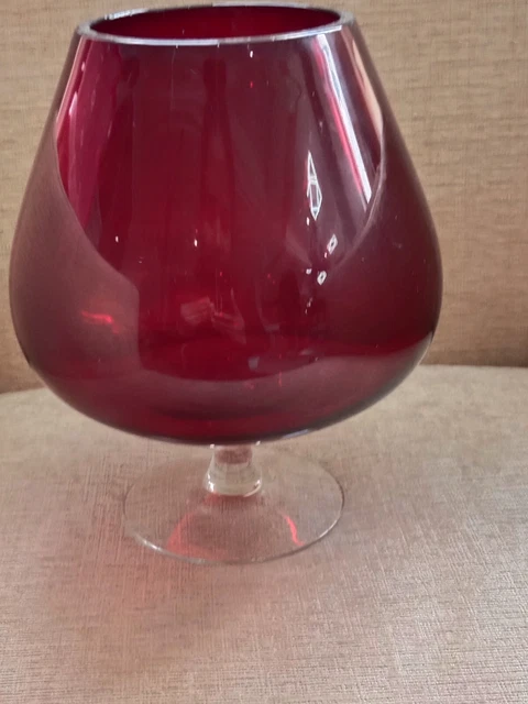 VINTAGE RUBY RED Large Brandy Balloon Goblet/Glass £25.00 - PicClick UK