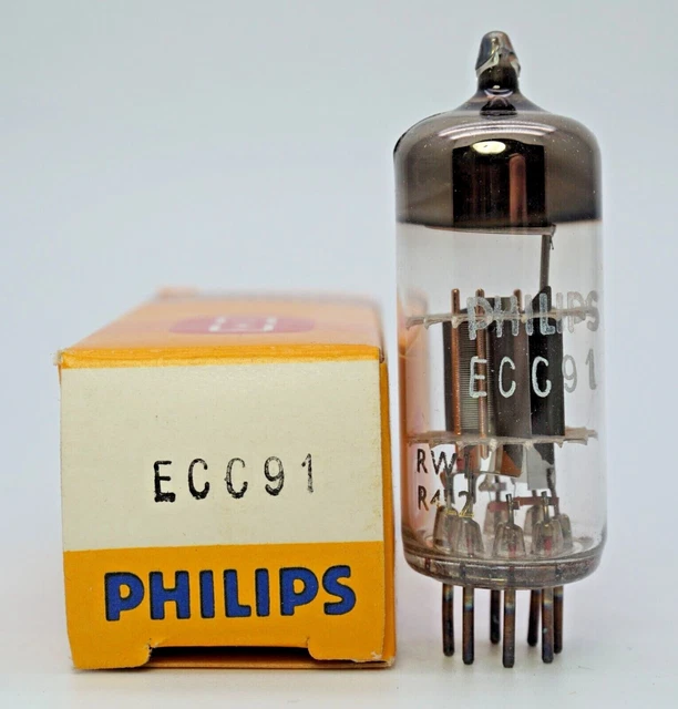 TUBE DE VANNE Philips ECC91 Halo Getter neuf ancien stock (V22) EUR 7 ...